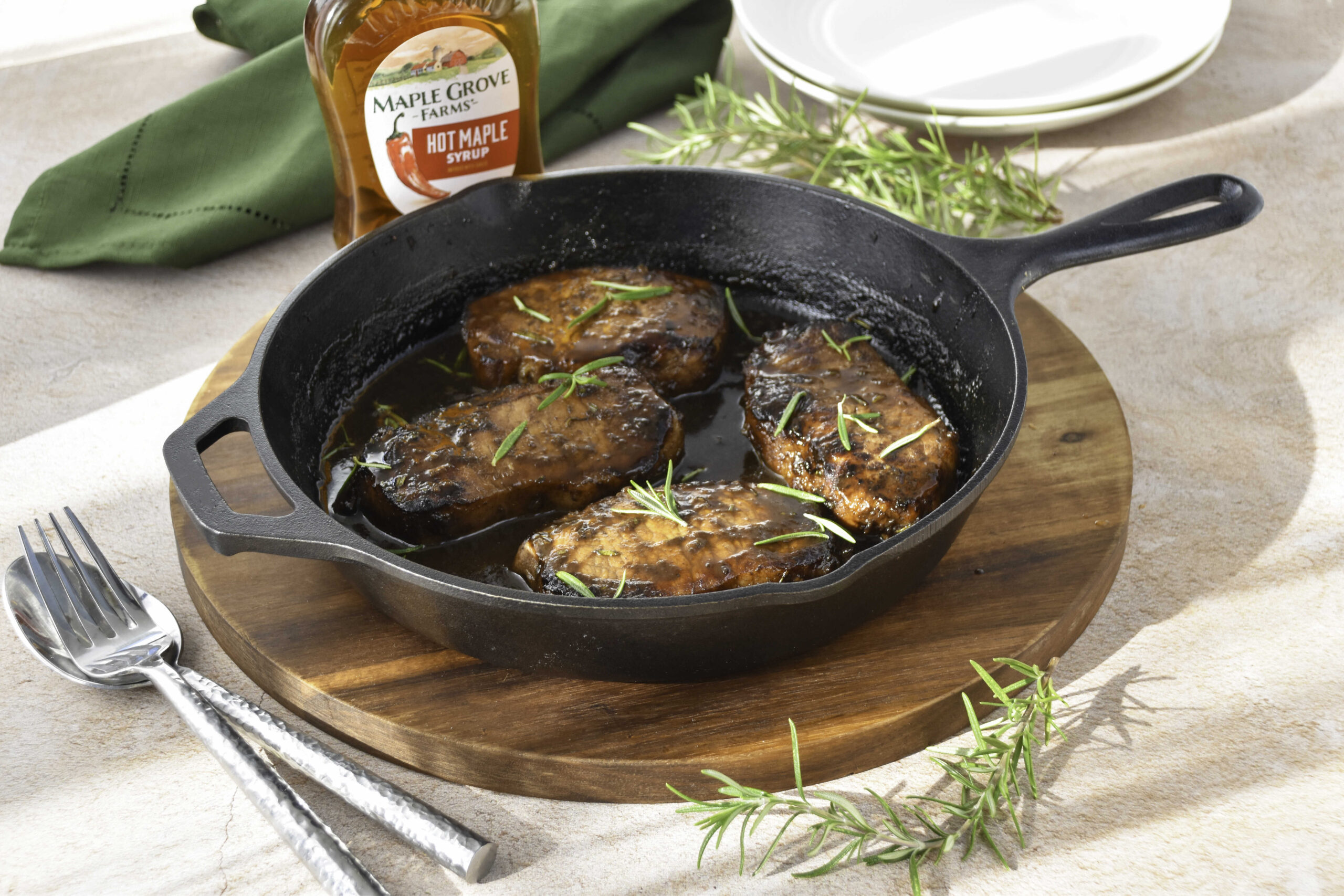 Hot Maple Cast Iron Pork Chops - Maple Grove Farms